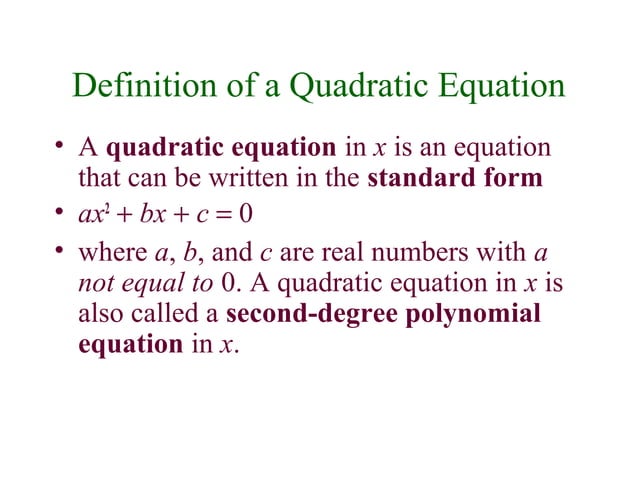 Quadratic equations | PPT