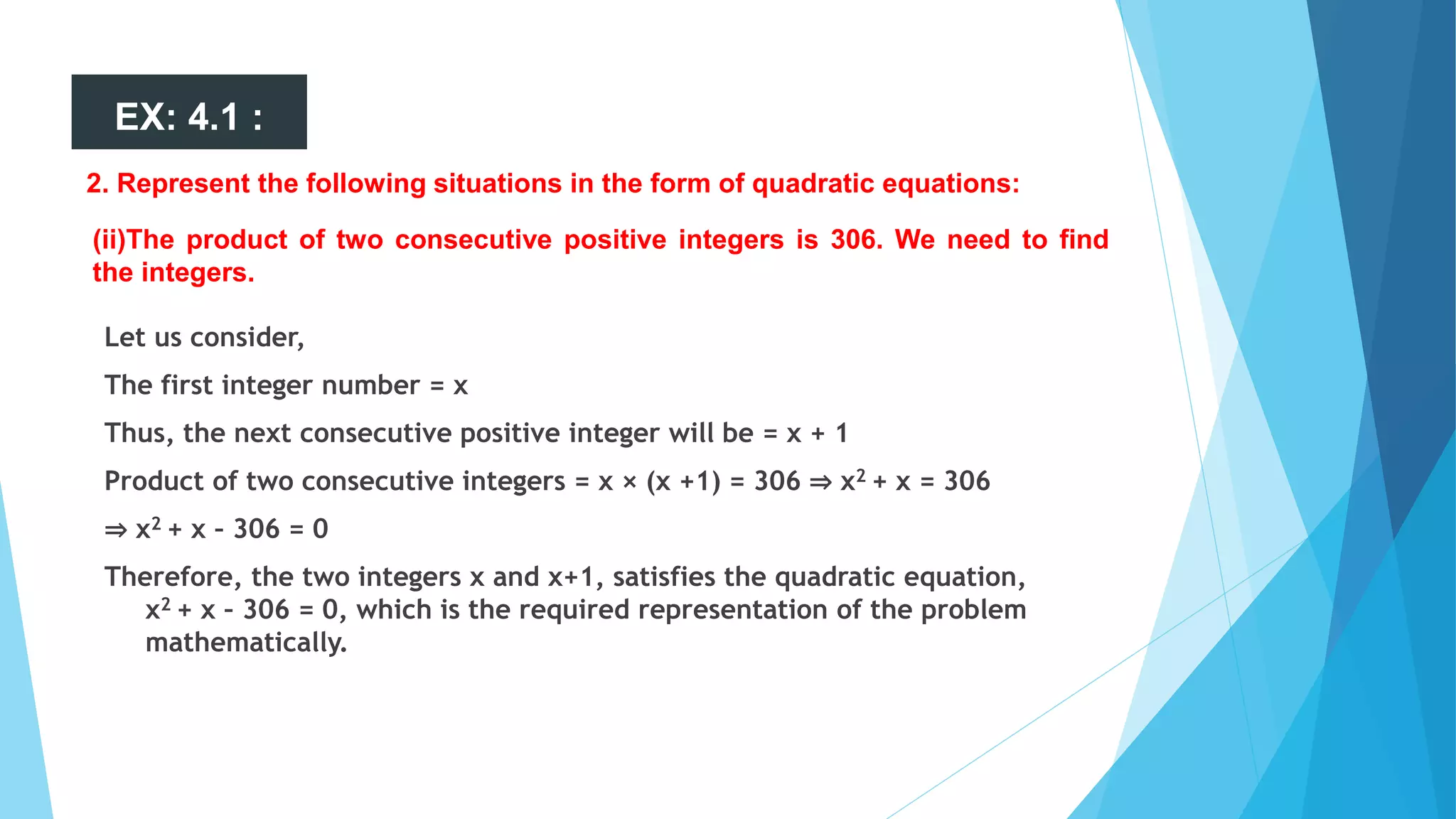 Quadratic equations class 10 | PPTX