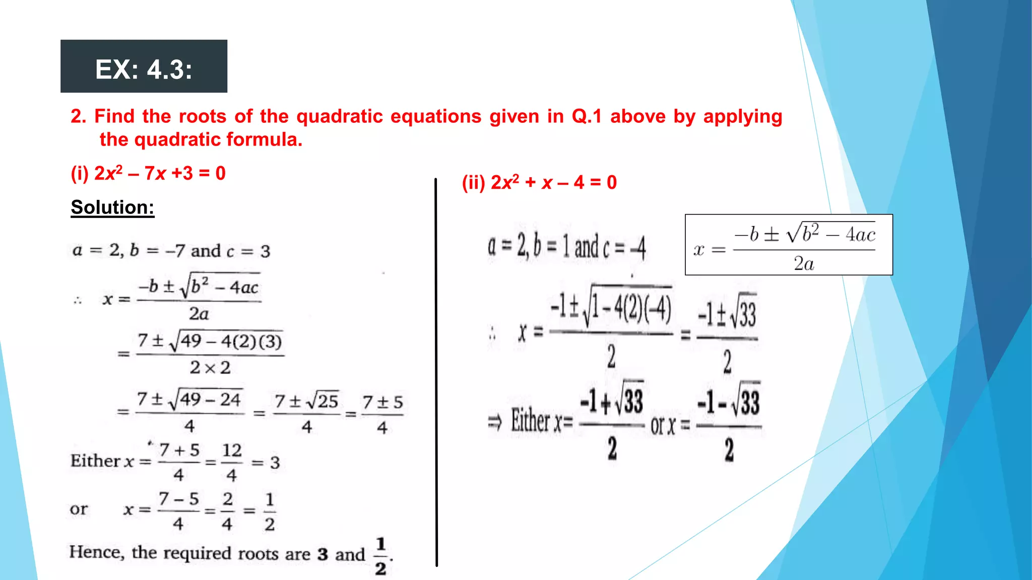 Quadratic equations class 10 | PPTX