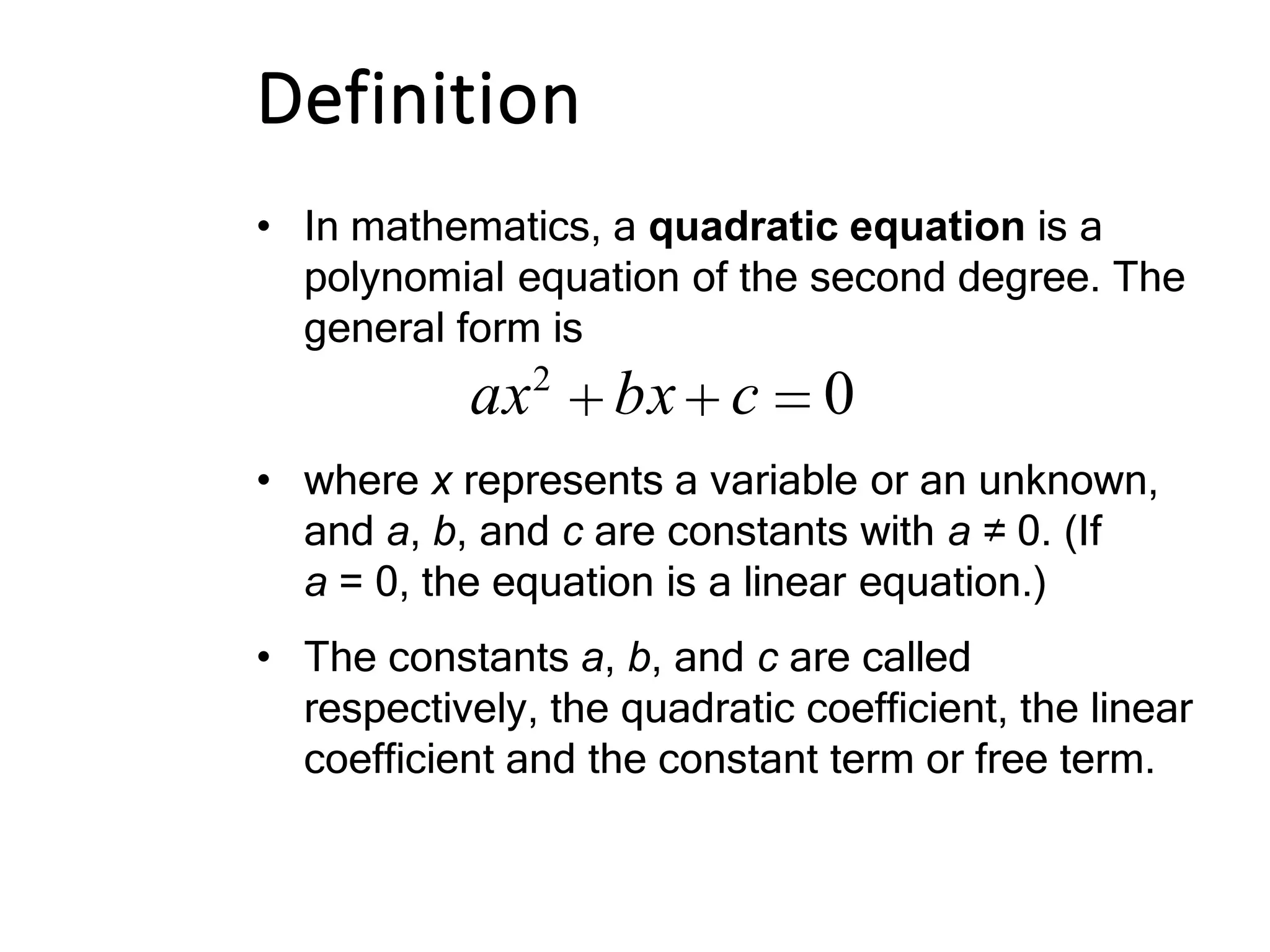 quadratic equations.pptx | Free Download