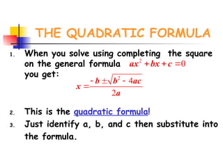 Quadratic_Equations by quadratic formula.ppt