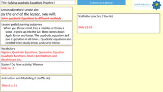 Quadratic Equations Solutions in diffrent method | PPTX