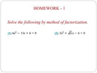QUADRATIC EQUATION CLASS X MODULE 1 | PDF