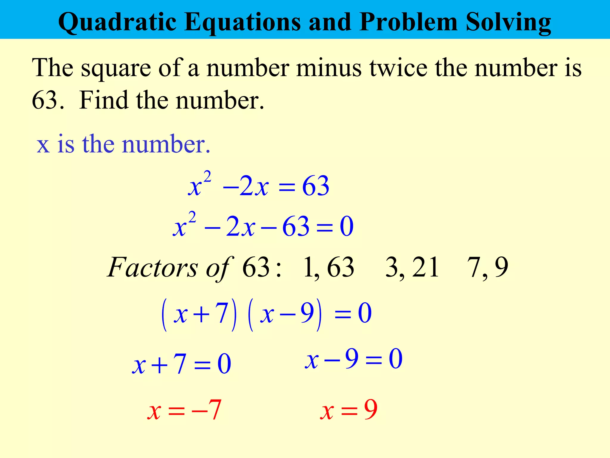 Quadratic equations that factorise | PPT