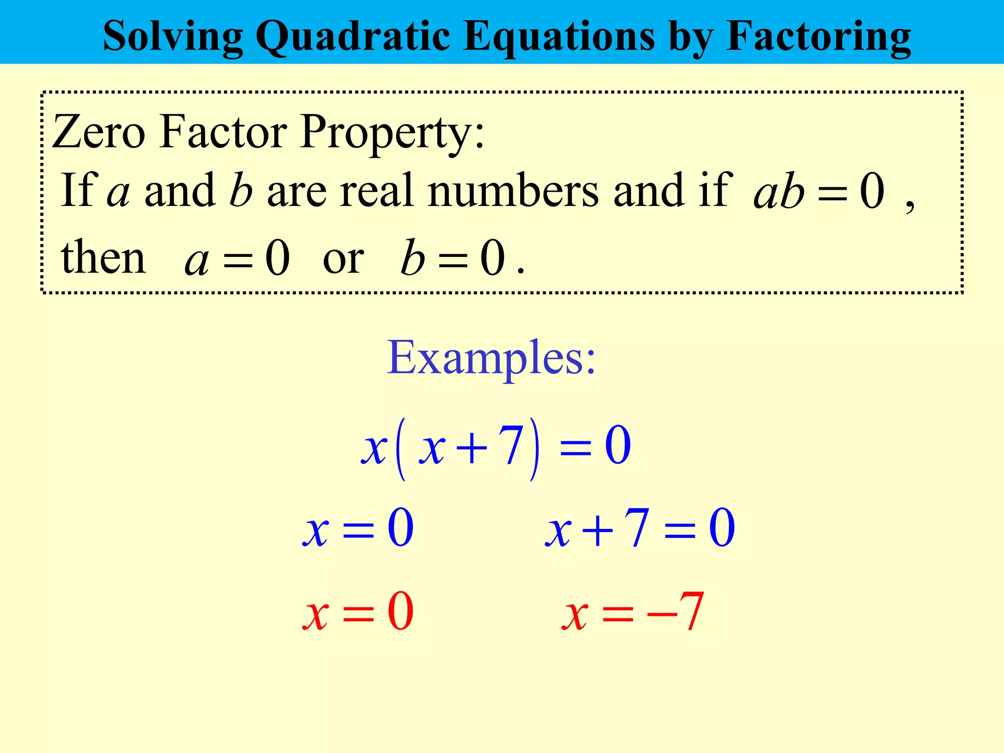 Quadratic equations that factorise | PPT
