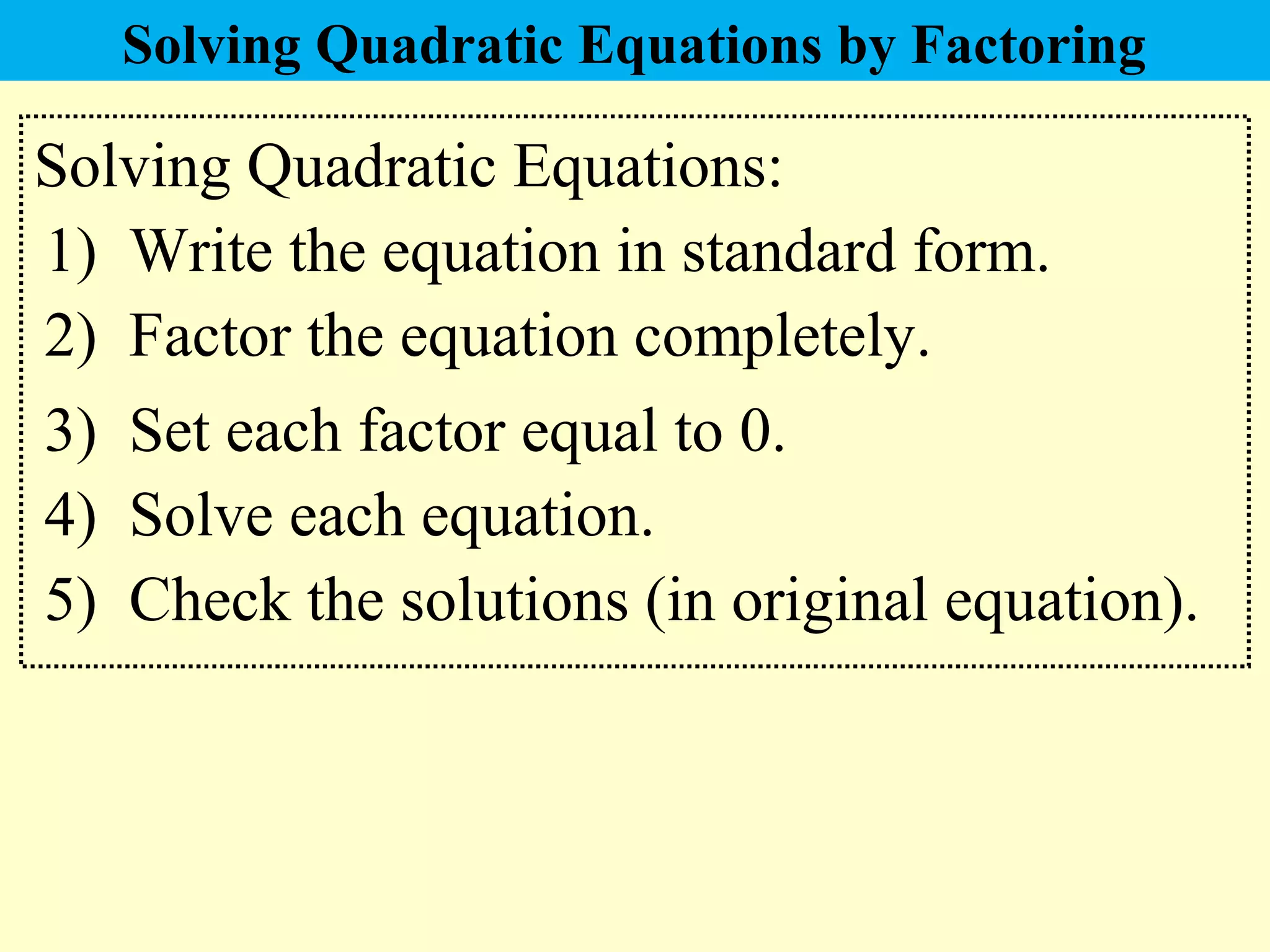 Quadratic equations that factorise | PPT