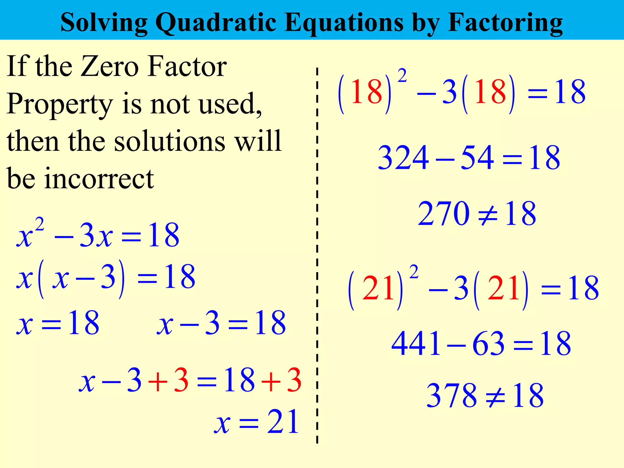 Quadratic equations that factorise | PPT