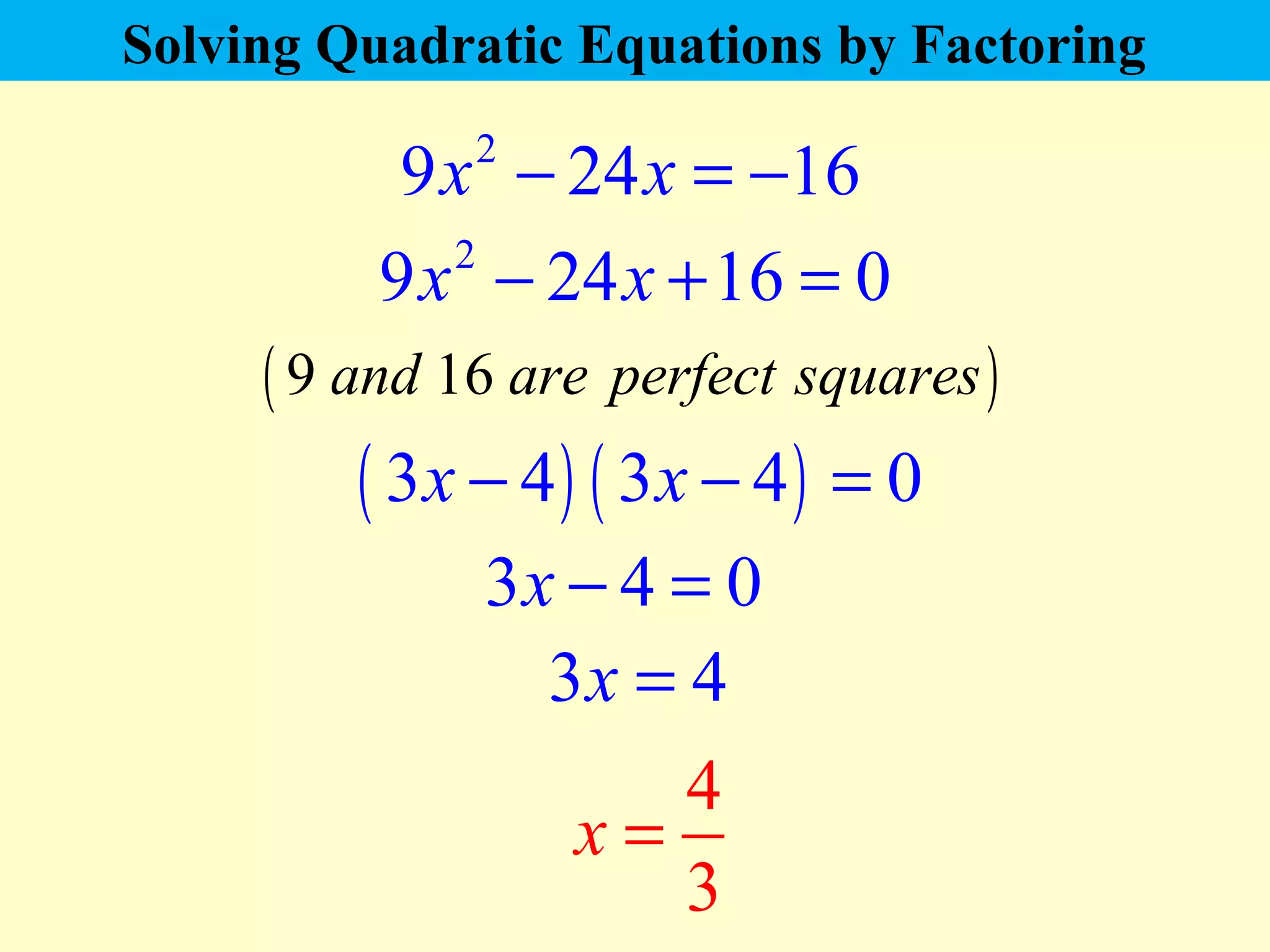 Quadratic equations that factorise | PPT