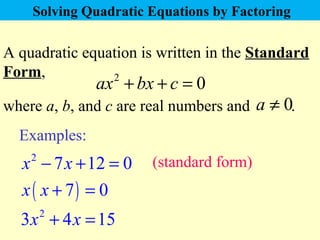 Quadratic equations that factorise | PPT