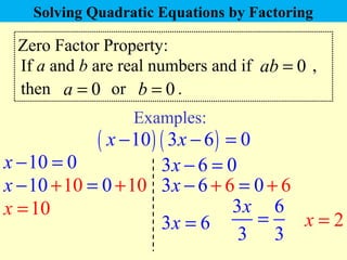 Quadratic equations that factorise | PPT