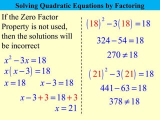 Quadratic equations that factorise | PPT
