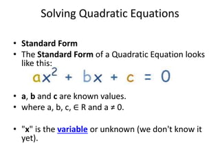 QUADRATIC EQUATIONS- PHARMACEUTICAL MATHEMATICS - 414.pptx