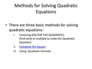 QUADRATIC EQUATIONS- PHARMACEUTICAL MATHEMATICS - 414.pptx