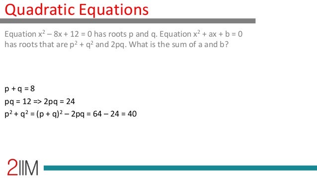 Quadratic equations 5