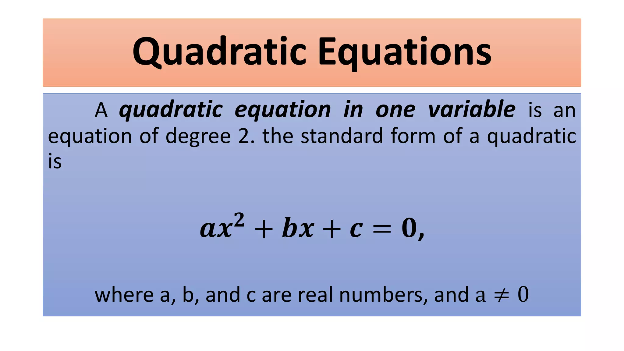 Quadratic equations and function | PPTX