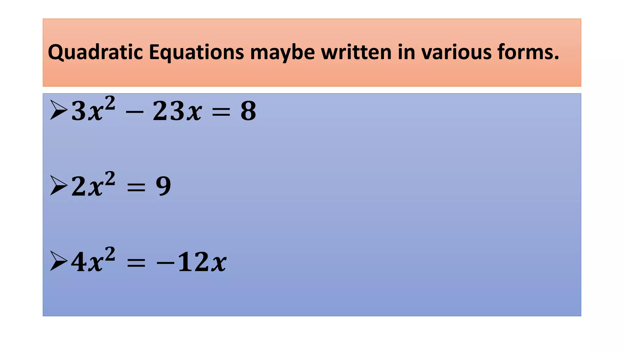Quadratic equations and function | PPTX