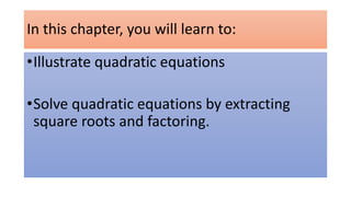 Quadratic equations and function | PPTX