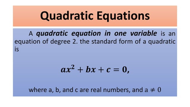 Quadratic equations and function | PPTX