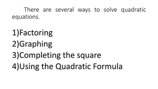 Quadratic equations and function | PPTX