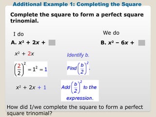 QUADRATIC EQUATIONS INVOLVING COMPLETING THE SQUARE.ppt