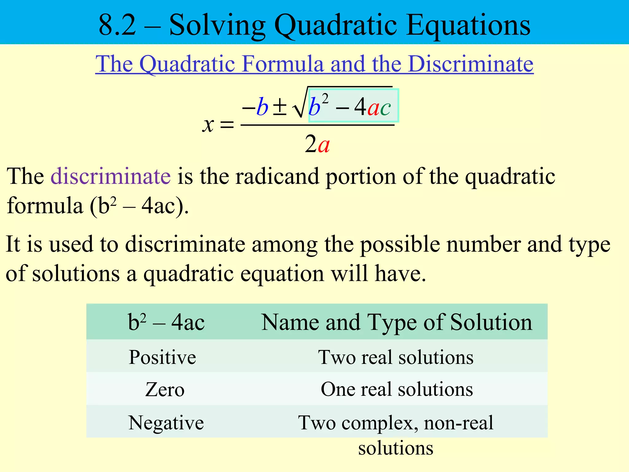 Quadratic equations ppt | PPT