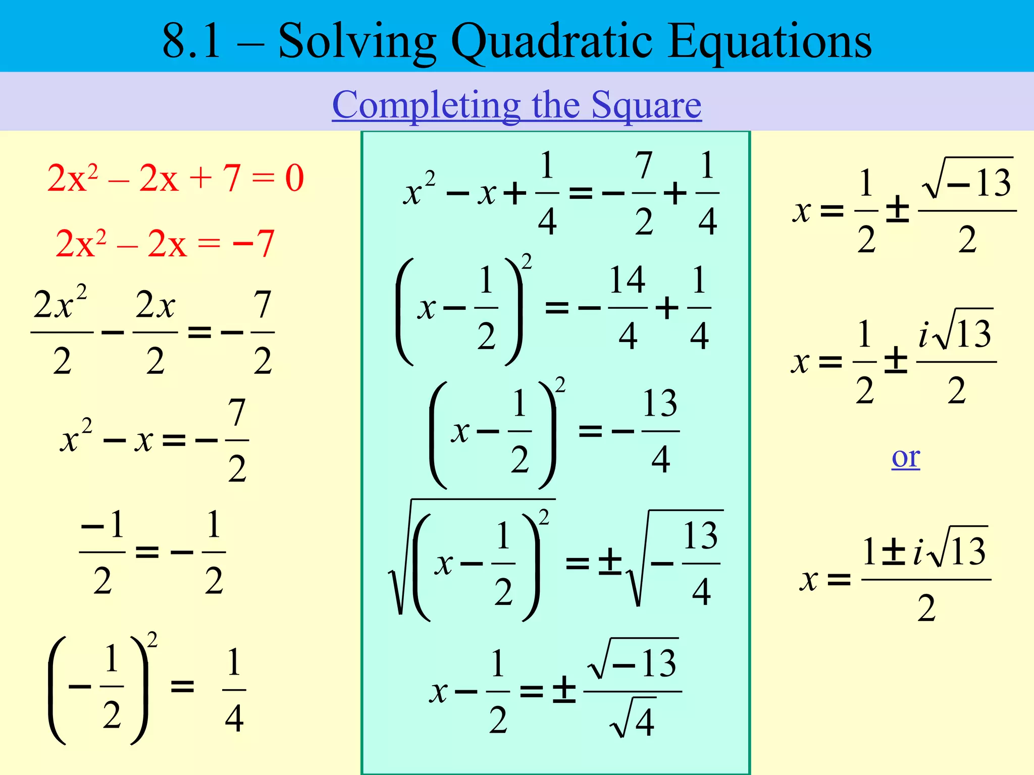 Quadratic equations ppt | PPT