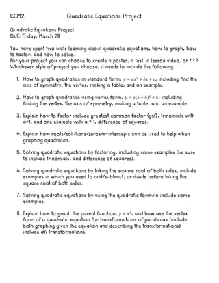 Quadratic equations project Part 1 | PDF