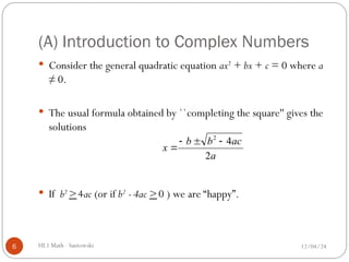 QUADRATIC EQUATION USING COMPLEX NUMBERS.ppt