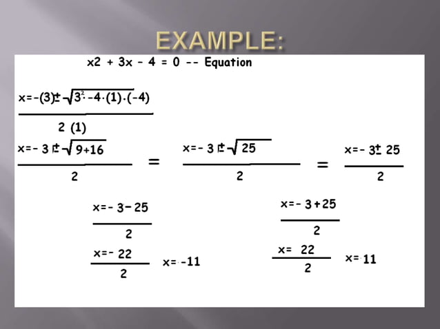 The Quadratic formula | PPT
