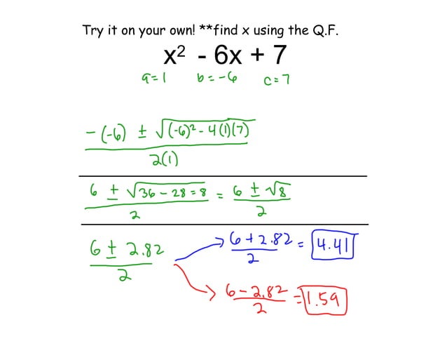 Quadratic formula | PPT