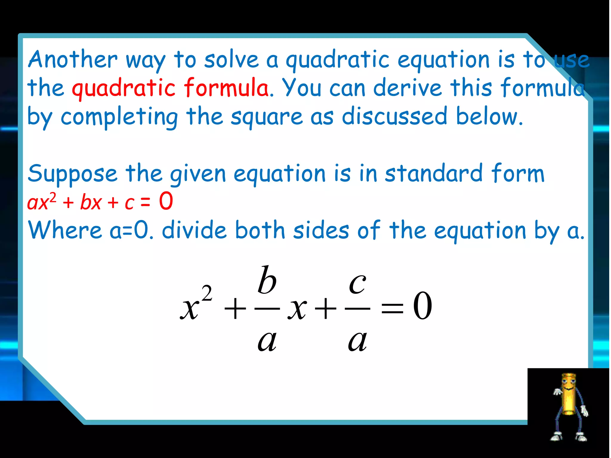 Quadratic formula | PPTX | Physics | Science