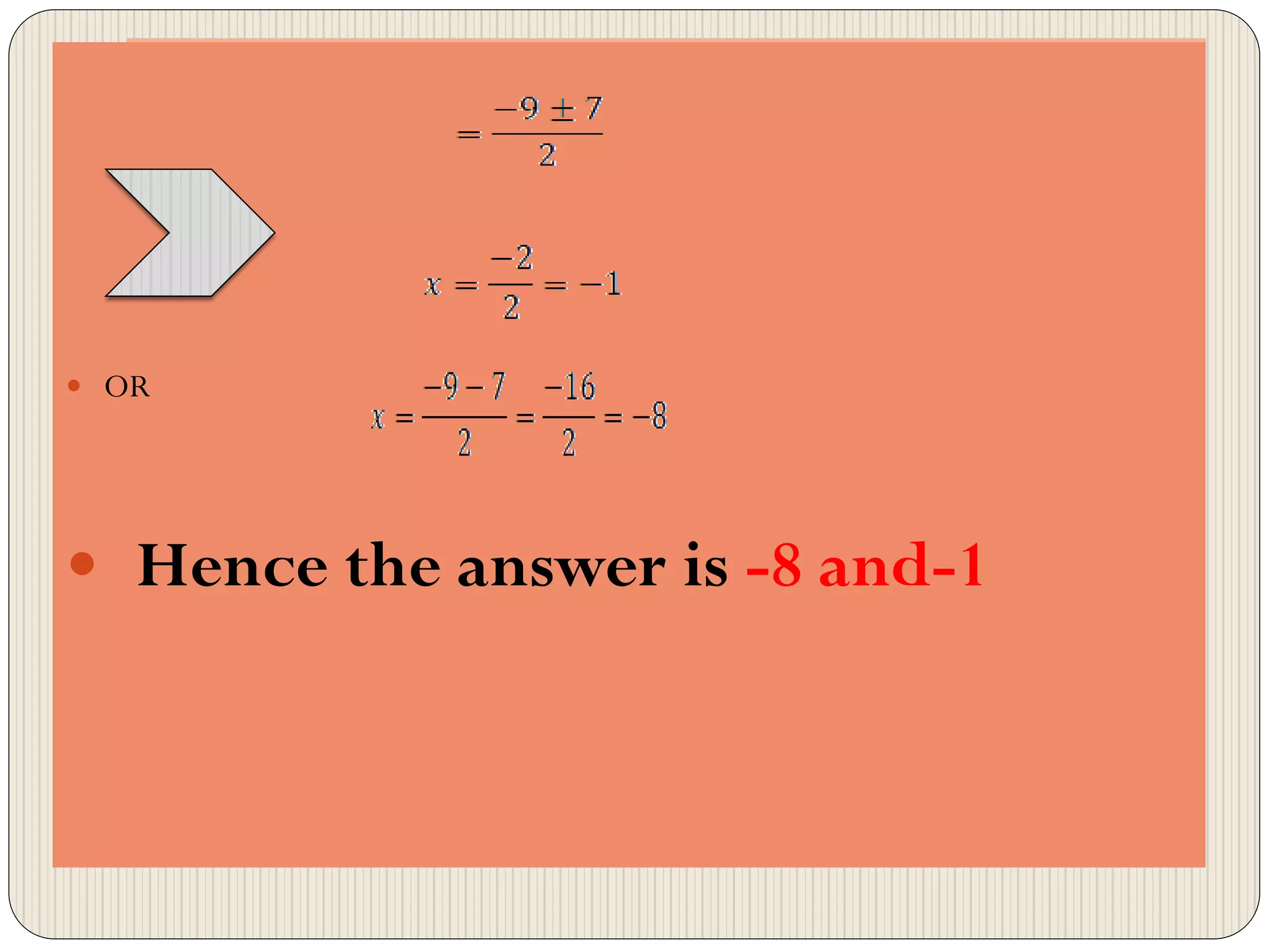 Quadratic Formula Ppt