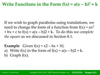 Introduction of Quadratic Functions and its graph | PPT