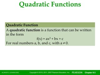 Introduction of Quadratic Functions and its graph | PPT