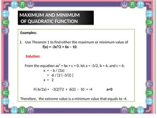 quadratic function : introduction and graphs | PPTX
