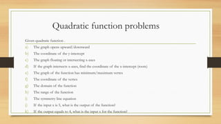 Quadratic Function Graph (Mathematics) for grade 8 | PPTX