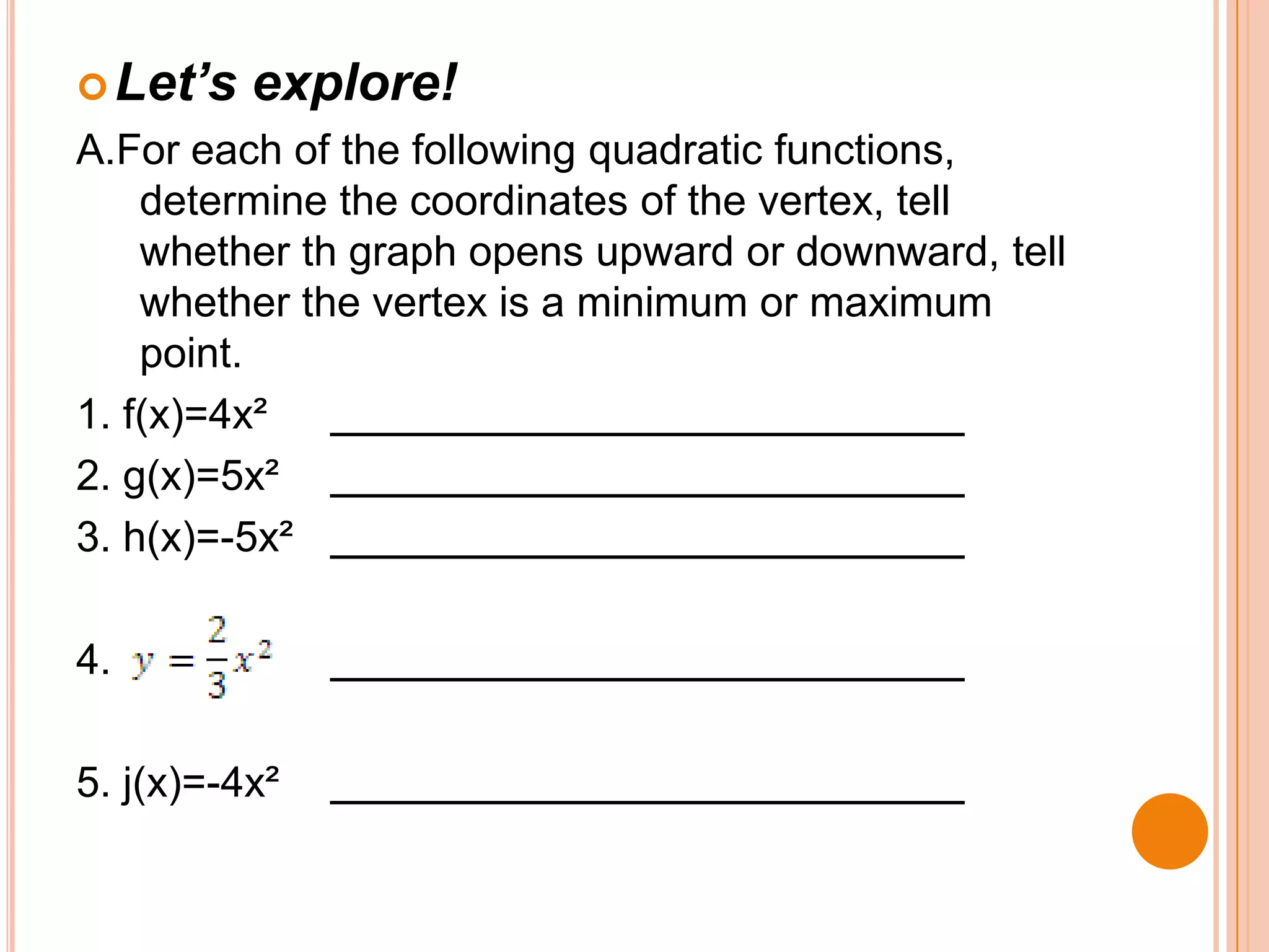 Quadratic functions | PPTX