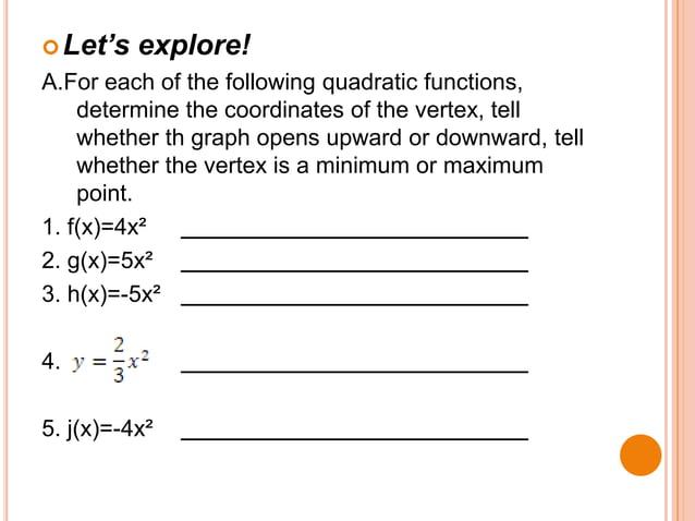 Quadratic functions | PPTX