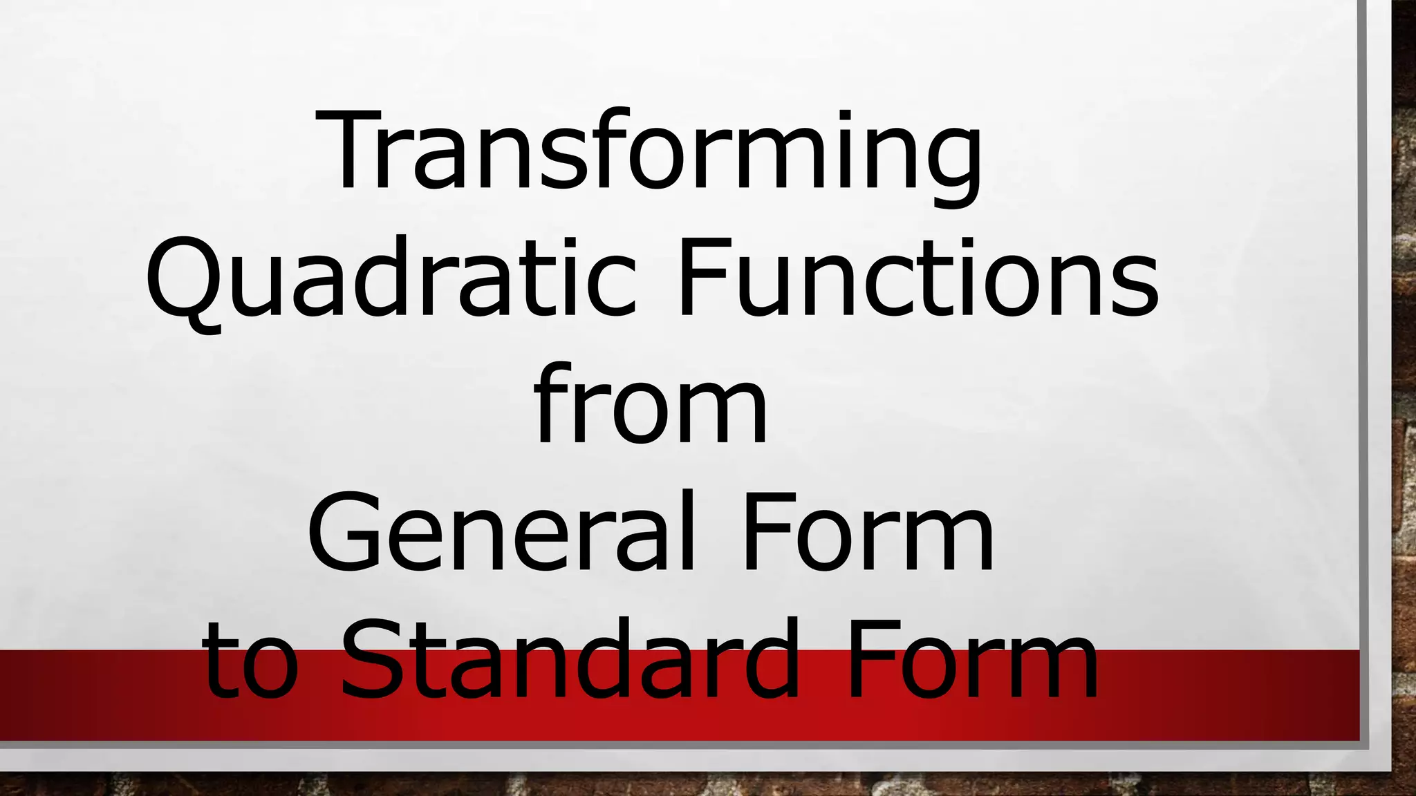 Quadratic functions | PPTX | Computing | Technology & Computing