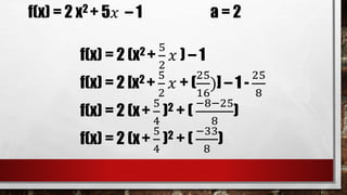 Quadratic functions | PPTX | Computing | Technology & Computing