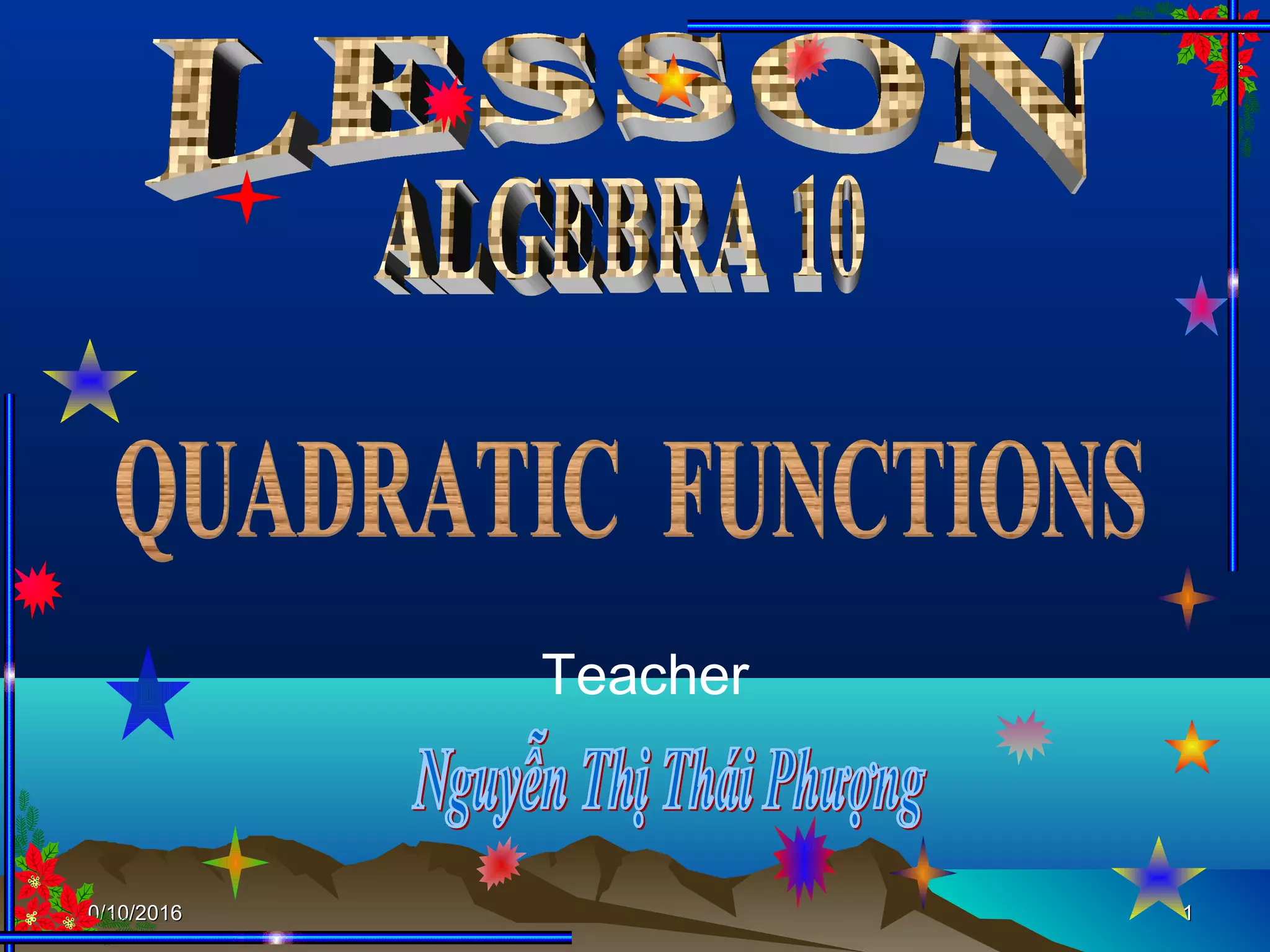 Quadratic functions | PPT