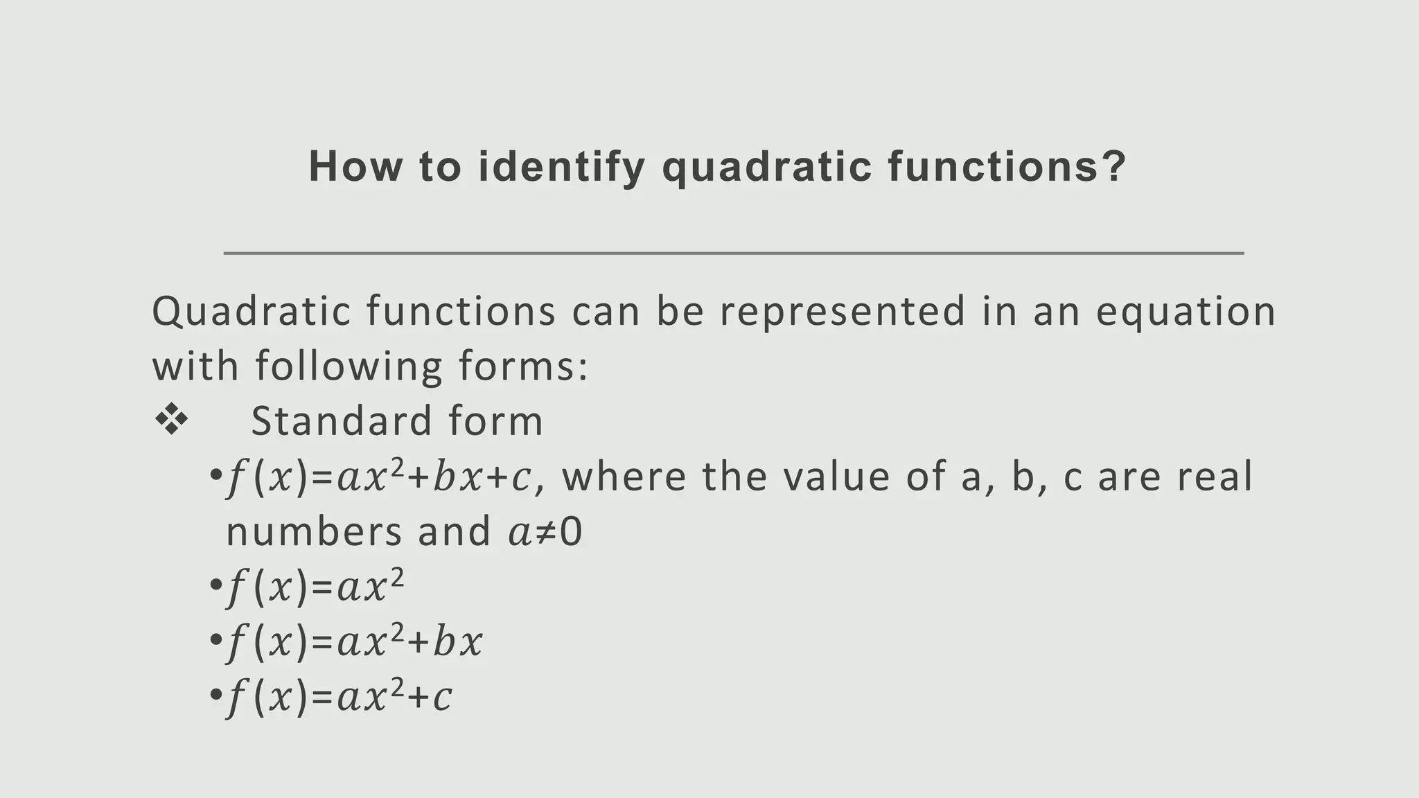 QUADRATIC FUNCTIONS.pptx | Science