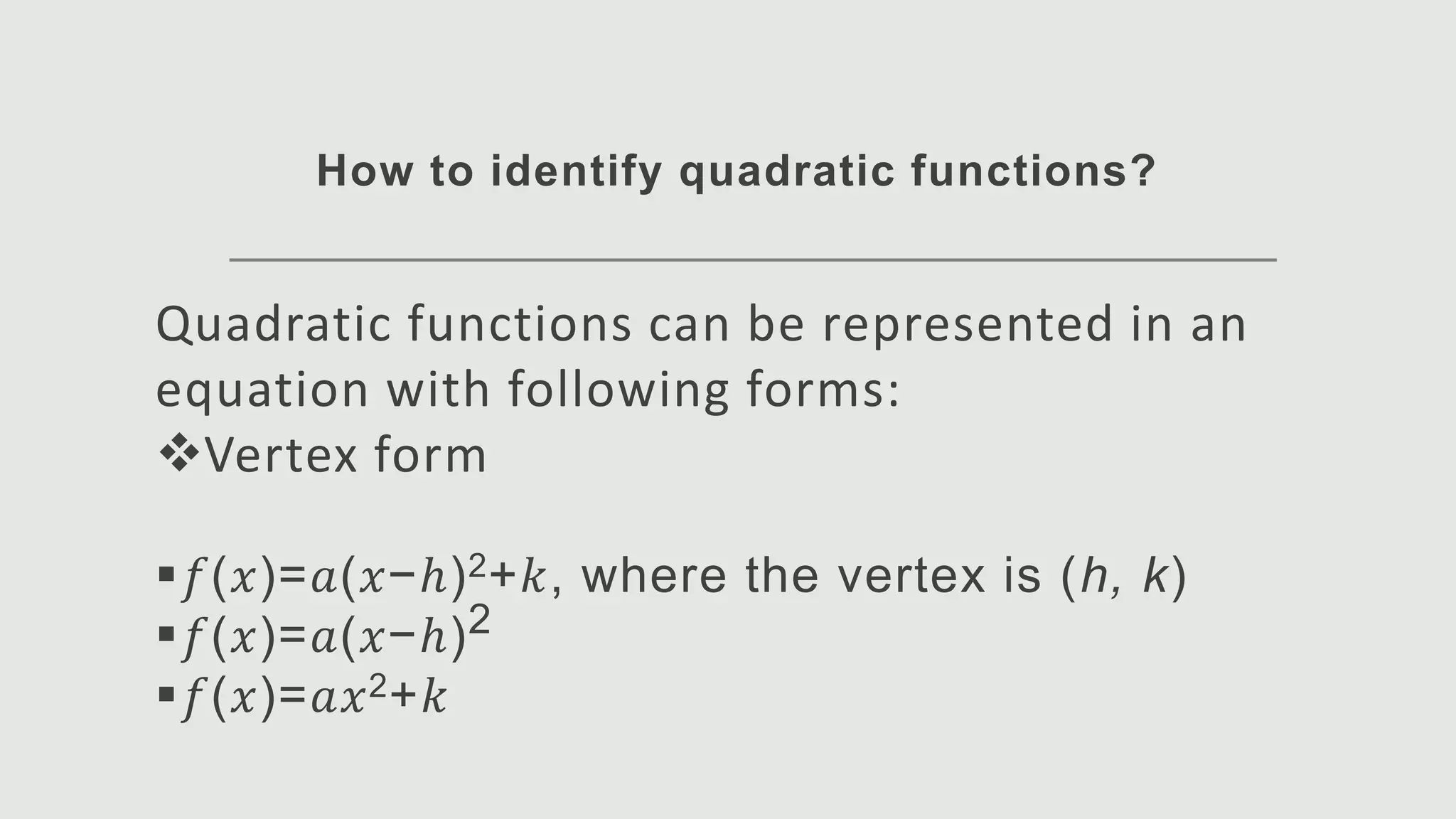 QUADRATIC FUNCTIONS.pptx | Science