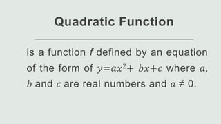 QUADRATIC FUNCTIONS.pptx | Science