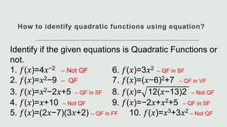 QUADRATIC FUNCTIONS.pptx | Science