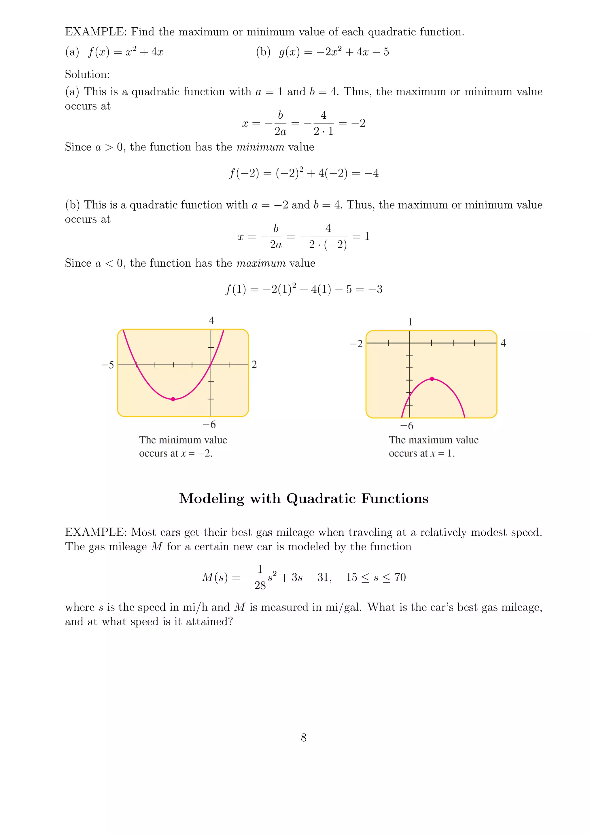 Quadratic functions and models | PDF