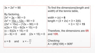 Quadratic functions and their application | PPTX