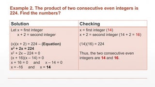 Quadratic functions and their application | PPTX