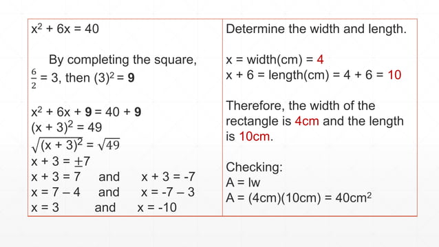 Quadratic functions and their application | PPTX