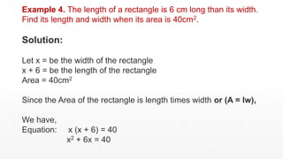 Quadratic functions and their application | PPTX